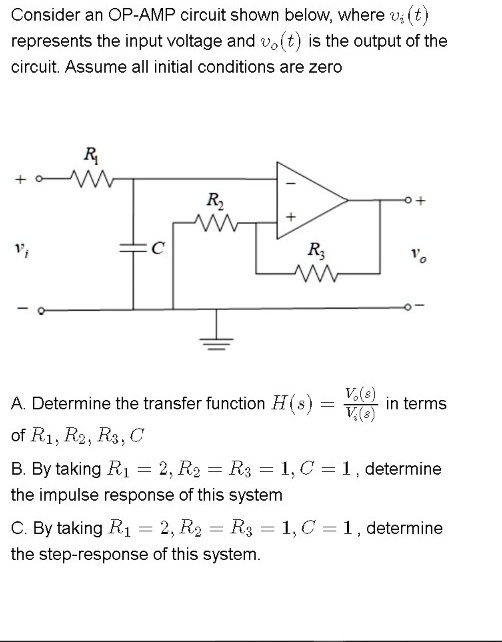 SOLVED: Consider an OP-AMP circuit shown below, where V represents the input voltage and Vout is ...