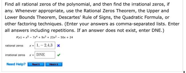 SOLVED: Find all rational zeros of the polynomial, and then find the ...