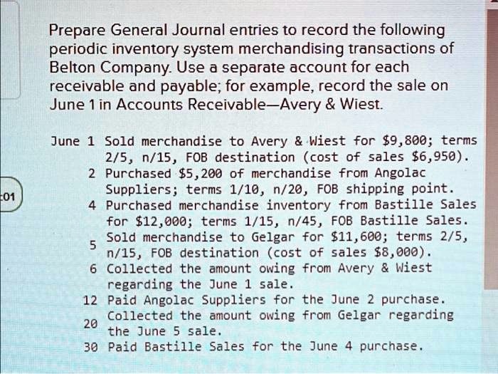 SOLVED: Texts: 01 Prepare General Journal entries to record the ...