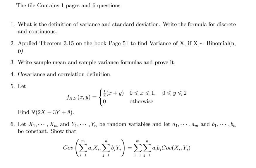 SOLVED: The file contains pages and 6 questions. What is the definition ...
