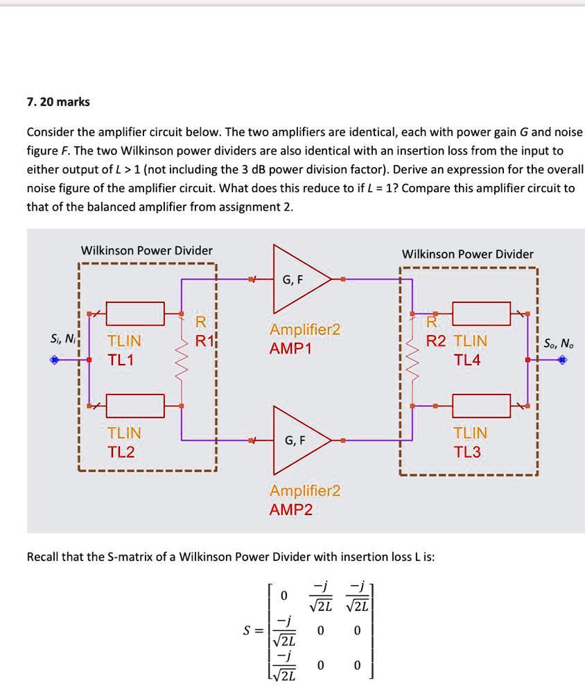 7. 20 marks Consider the amplifier circuit below. The two amplifiers are identical, each with ...