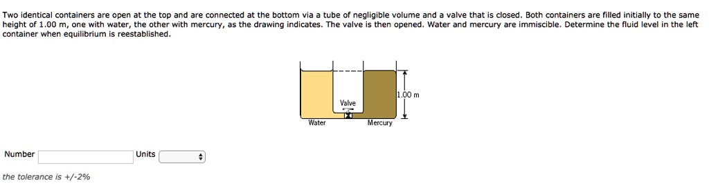 two identica containers are open at the top and are connected at the bottom via tube of ...