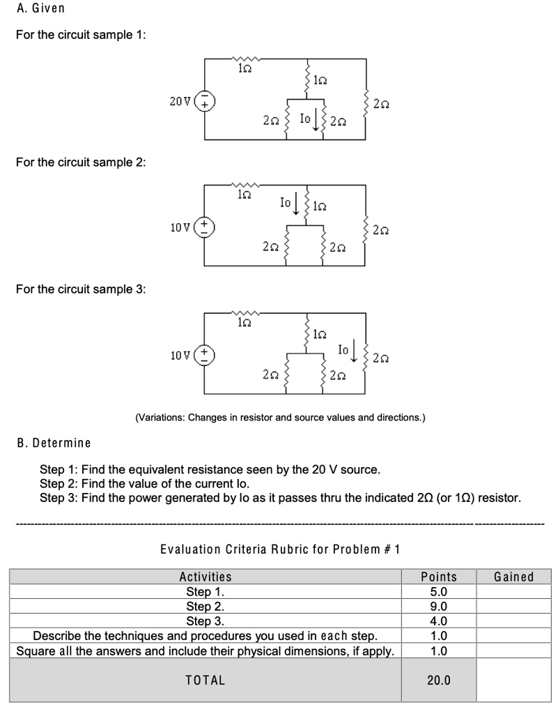 SOLVED: For the circuit sample 1: 10Î© For the circuit sample 2: 19Î© For the circuit sample 3 ...
