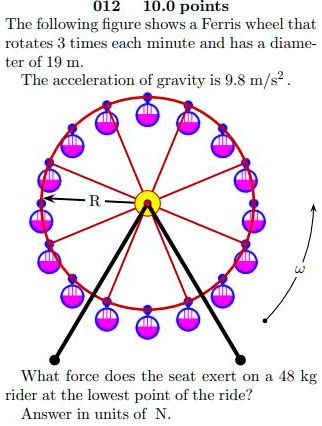 SOLVED: 012 10.0 points The following figure shows Ferris wheel that ...