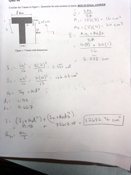SOLVED: Rider the T-beam in Figure 1. Determine the area moment of ...