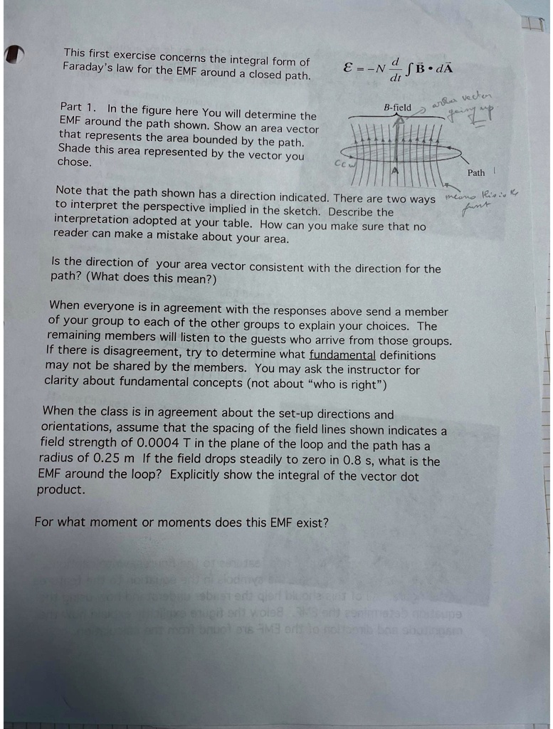 SOLVED: This first exercise concerns the integral form of Faraday's law ...