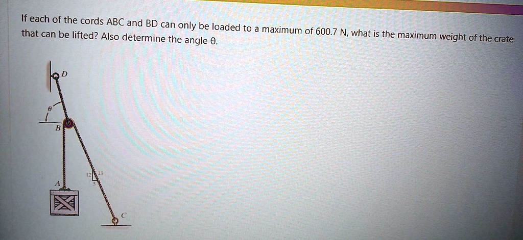 SOLVED: If each of the cords ABC and BD can only be loaded that can be ...