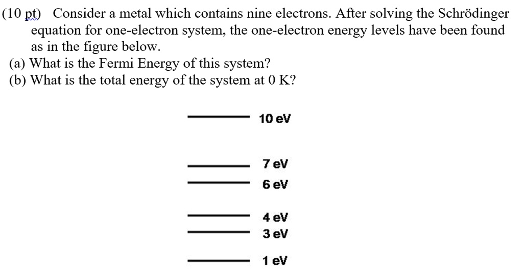 (10 pt) Consider a metal which contains nine electrons. After solving ...