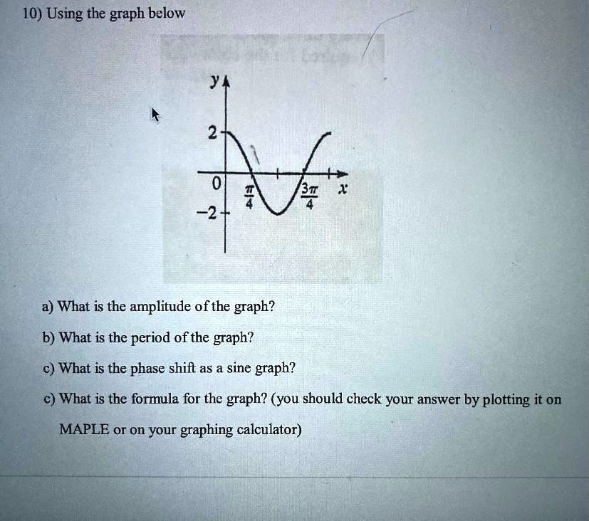 10) Using the graph below a) What is the amplitude of the graph? b ...