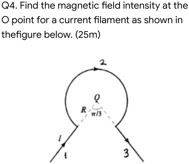 SOLVED: Q4. Find the magnetic field intensity at the O point for a current filament as shown in ...