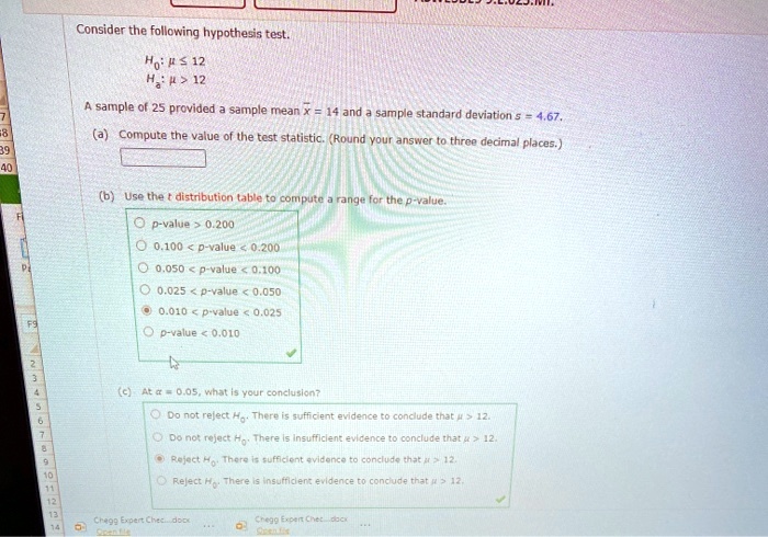 Solved Consider The Following Hypothesis Test Ho μ 12 Ha μ