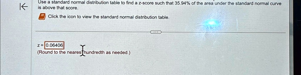 Use a standard normal distribution table to find a z-score...