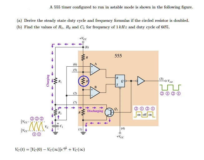 SOLVED: A 555 timer configured to run in astable mode is shown in the ...