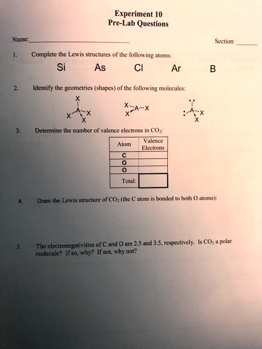 Solved Experiment 10 Pre Lab Questions Name Section Complete The