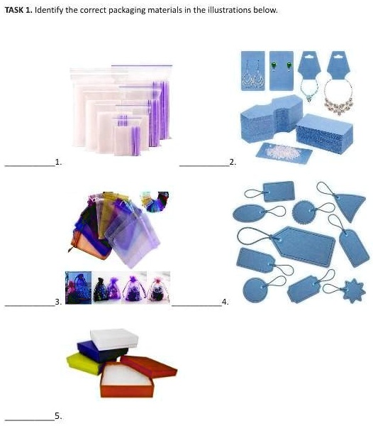 SOLVED: TASK 1. Identify the correct packaging materials in the ...