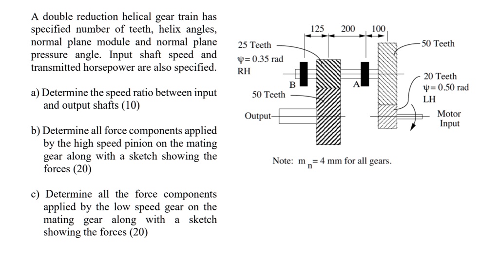 a double reduction helical gear train has specified number of teeth ...