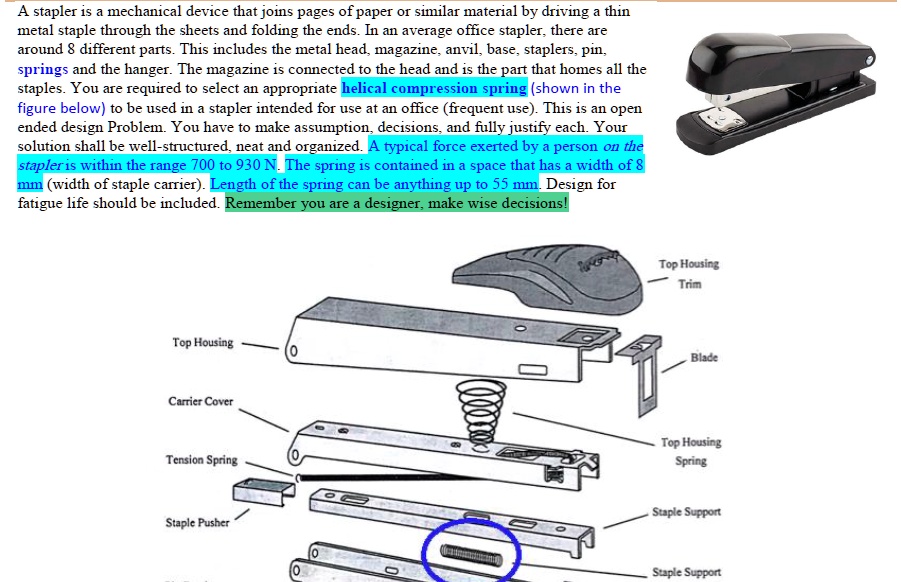 SOLVED: A stapler is a mechanical device that joins pages of paper or ...