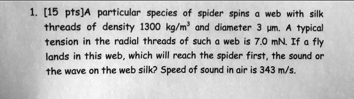 SOLVED: A particular species of spider spins a web with silk threads of ...