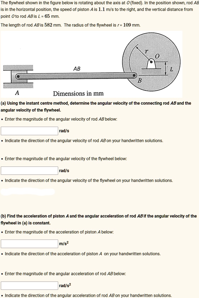 The flywheel shown in the figure below is rotating about the axis at O ...