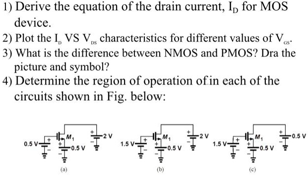 SOLVED: 1) Derive the equation of the drain current, Id for MOS device. 2) Plot the V vs Vos ...