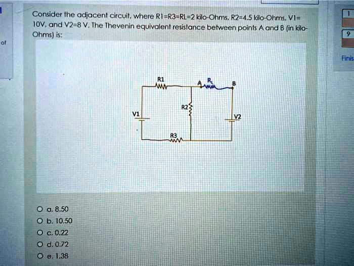 SOLVED: Consider the adjacent circuit; where R1-R3-RL-2 kilo-Ohms, R2-4.5 kilo-Ohms; VI = 10V ...