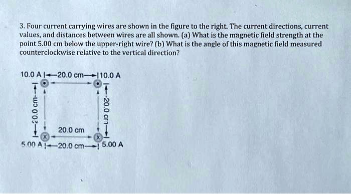 3. Four current carrying wires are shown in the figure to the right ...
