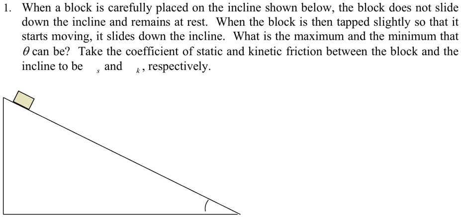 1. When a block is carefully placed on the incline shown below, the ...