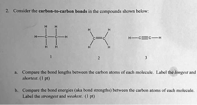 SOLVED: Consider the carbon-to-carbon bonds in the compounds shown ...