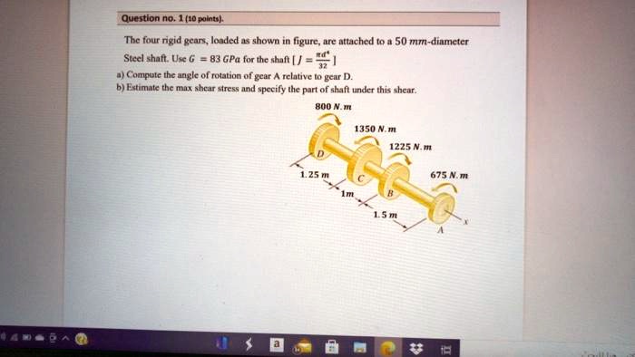 SOLVED: Question no.1 (o points): The four rigid gears, loaded as shown ...