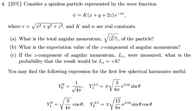 SOLVED: Consider a spinless particle represented by the wave function U ...