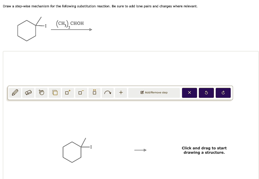 draw a step wise mechanism for the following substitution reaction be ...