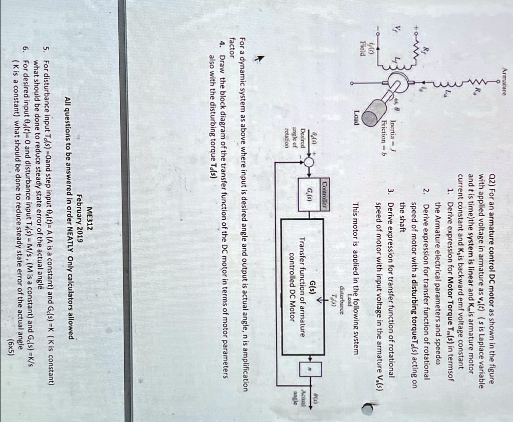 SOLVED: Q2) For an armature control DC motor as shown in the figure with applied voltage in ...