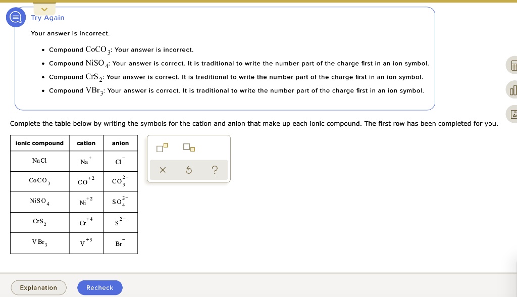 SOLVED: Your answer is incorrect. Compound CoCO3: Your answer is ...