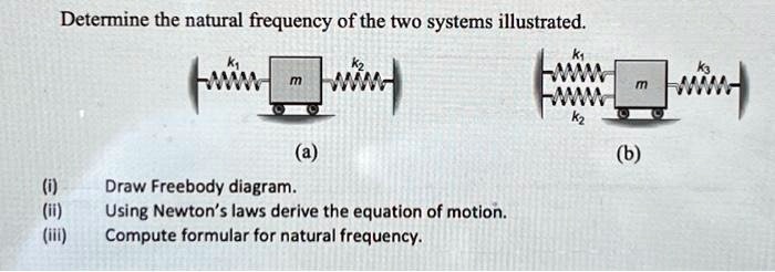Determine the natural frequency of the two systems illustrated. (i ...
