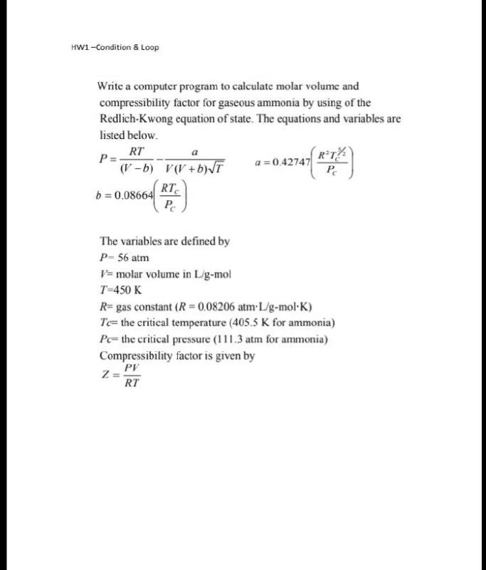 Solved Hw1 Condition Loop Write A Computer Program To Calculate