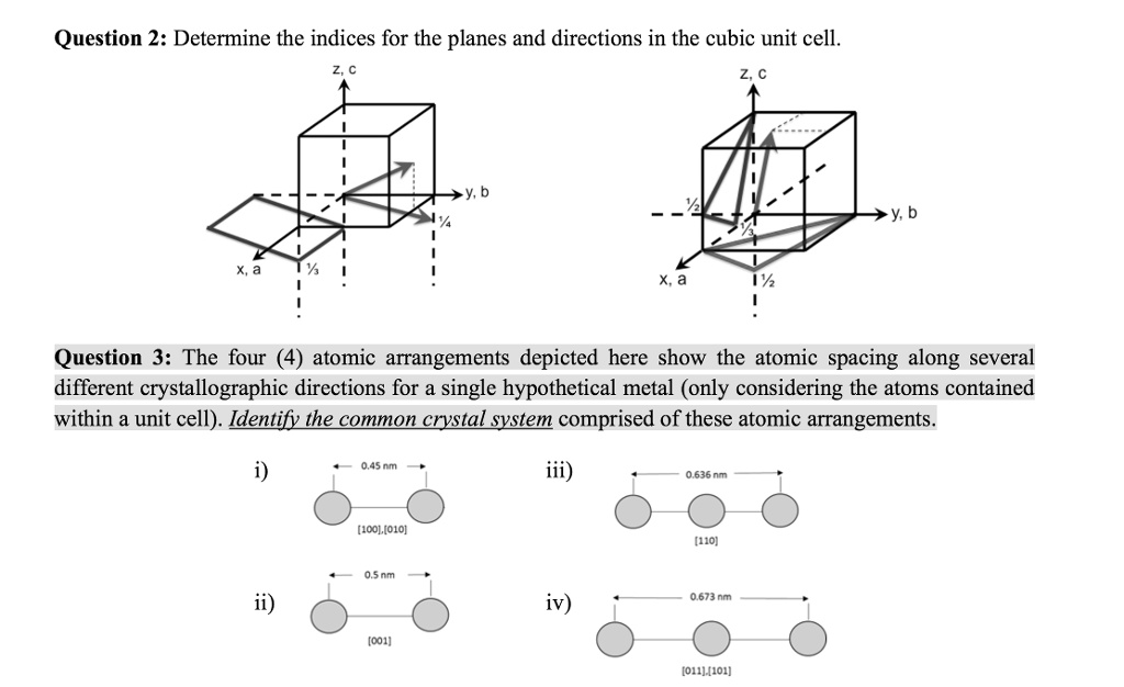 SOLVED: Question 2: Determine the indices for the planes and directions ...