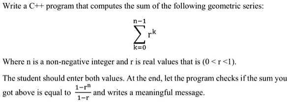 SOLVED: Write a C++ program that computes the sum of the following ...