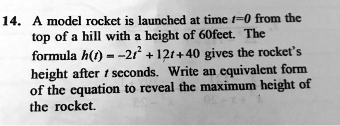 SOLVED: 14. A model rocket is launched at time /=0 from the top of a ...