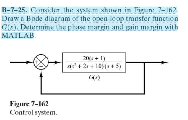 B-7-25. Consider the system shown in Figure 7-162. Draw a Bode diagram of the open-loop transfer ...