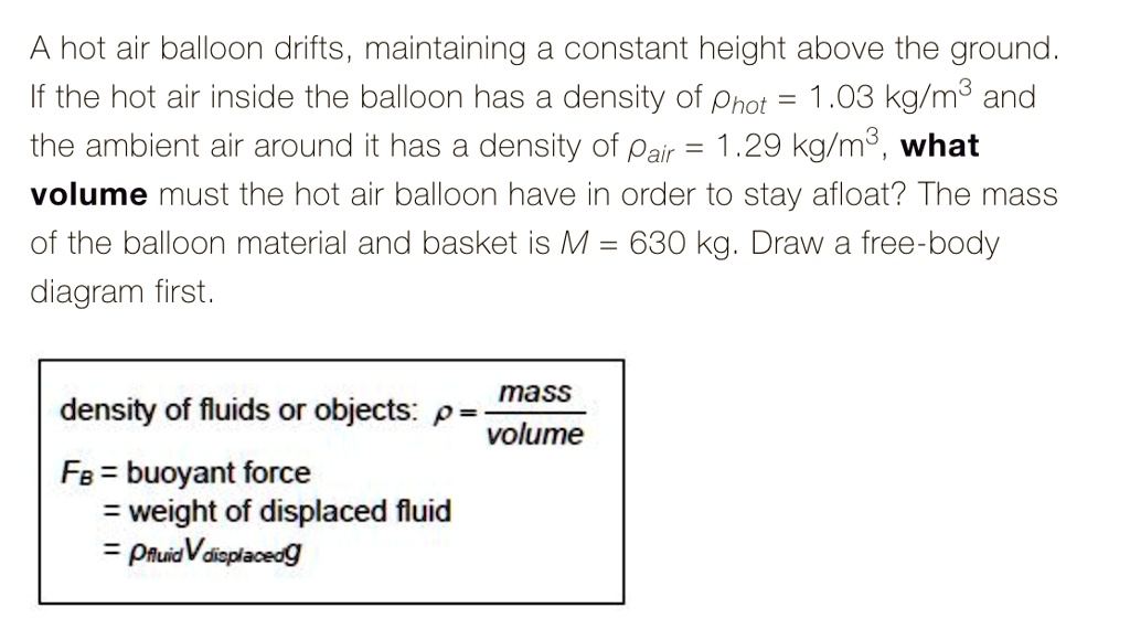 hot air balloon drifts maintaining a constant height above the ground ...