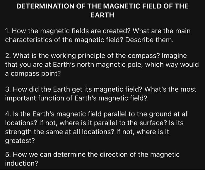 determination of the magnetic field of the earth 1 how the magnetic ...