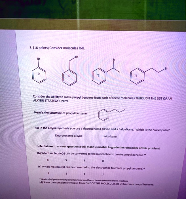 SOLVED:(16 points) Consider molecules R-U_ Consider the ability to make ...