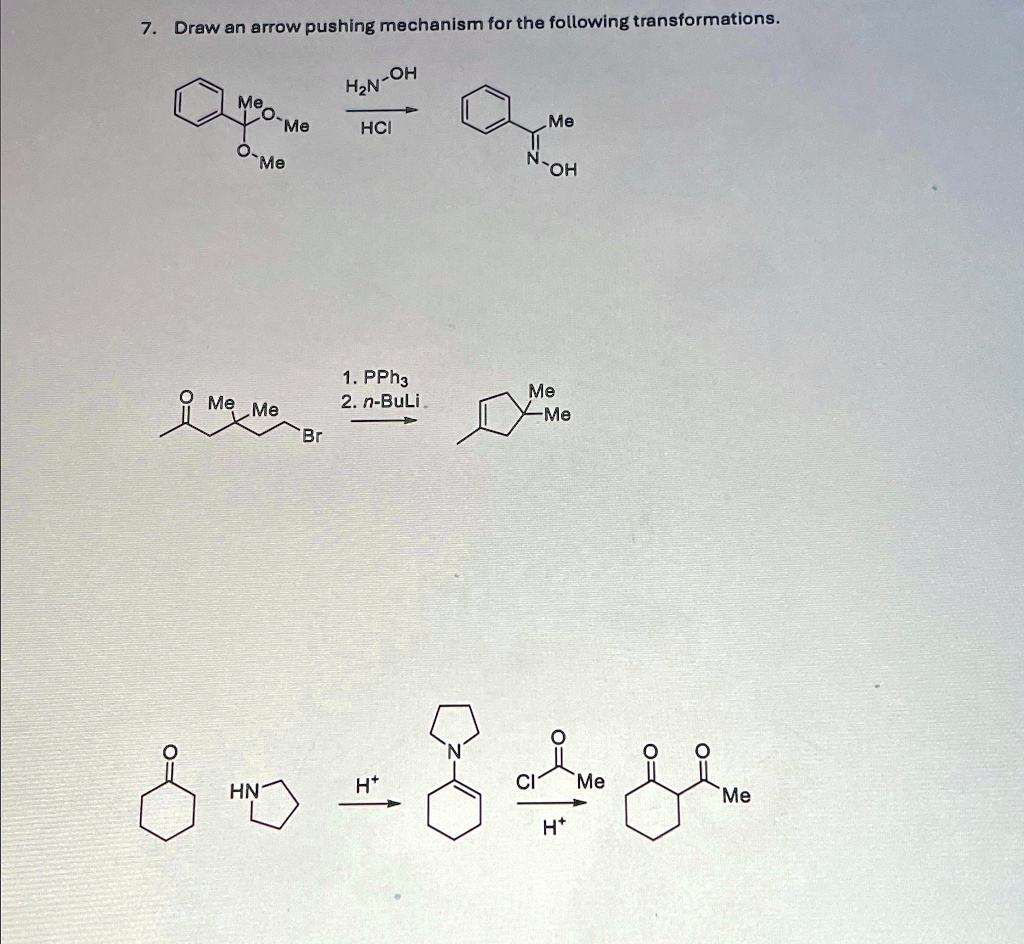 draw an arrow pushing mechanism for the following transformations 7 draw an arrow pushing ...