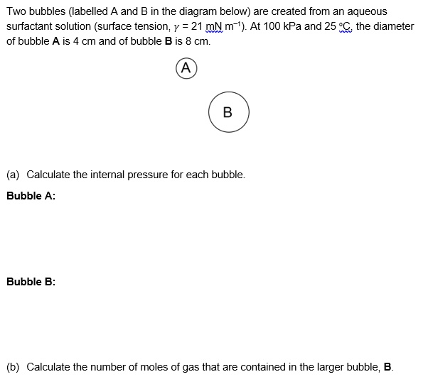 SOLVED: Two bubbles (labelled A and B in the diagram below) are created ...