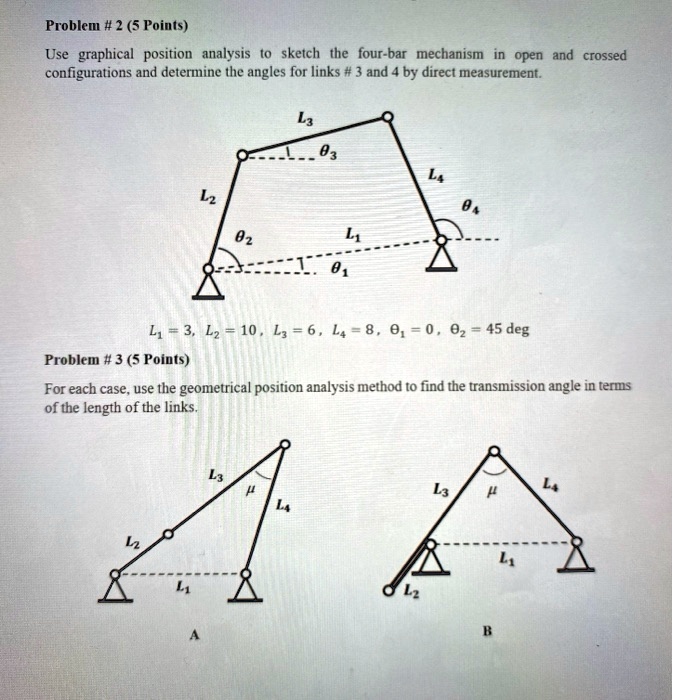 Problem #2 (5 Points) Use graphical position analysis to sketch the four-bar mechanism in open ...