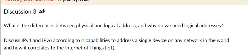 Discussion 3 What is the differences between physical and logical ...
