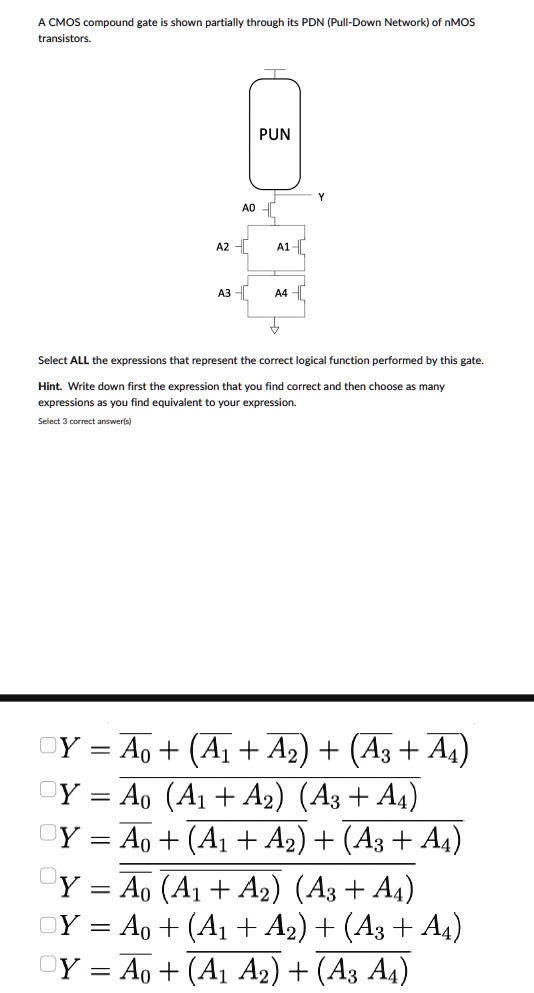 SOLVED: A CMOS compound gate is shown partially through its PDN (Pull-Down Network) of nMOS ...