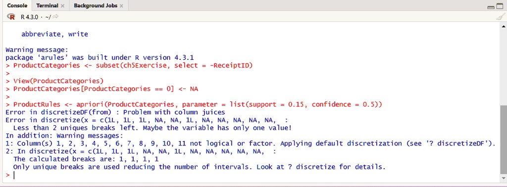 Solved Step 4 Load The Arules Library And Create An Association Rules Data Model In An R