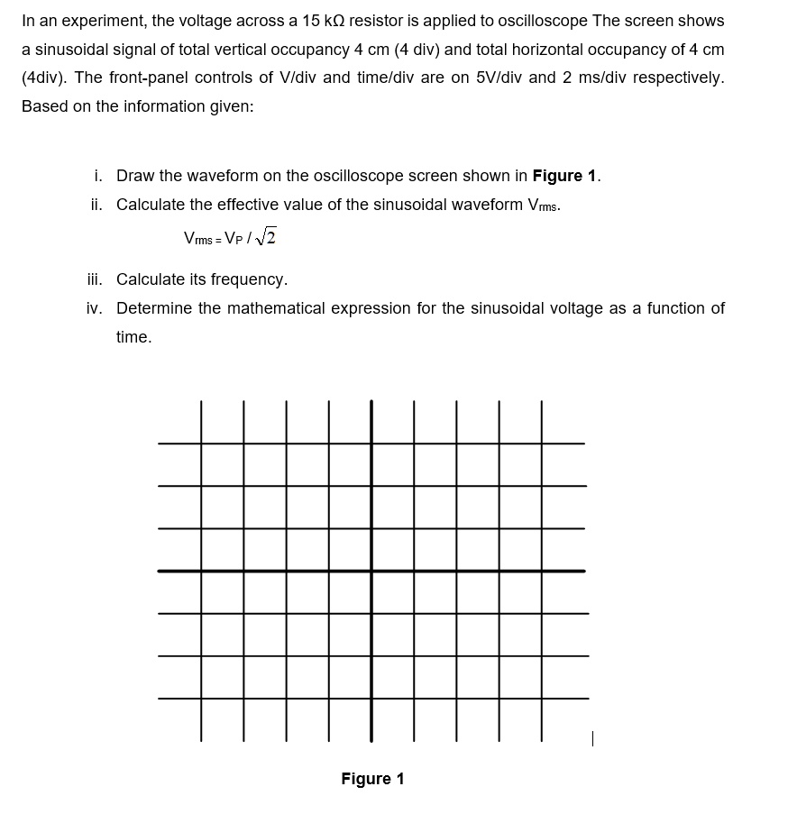 SOLVED: In an experiment, the voltage across a 15 kÎ© resistor is ...