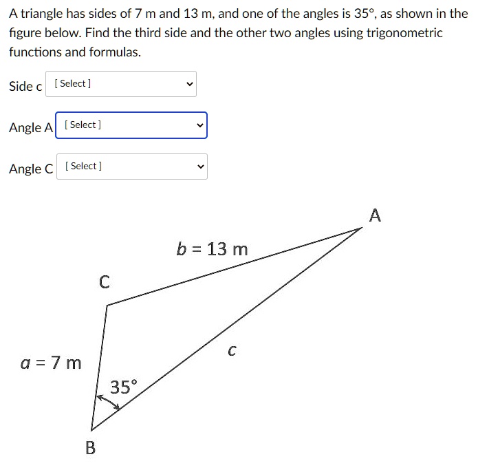 VIDEO solution: A triangle has sides of 7 m and 13 m, and one of the ...